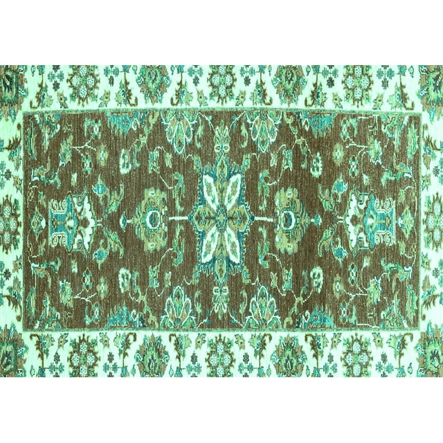 Ahgly Company Machine Washable Indoor Rectangle Abstract Turquoise Blue ...