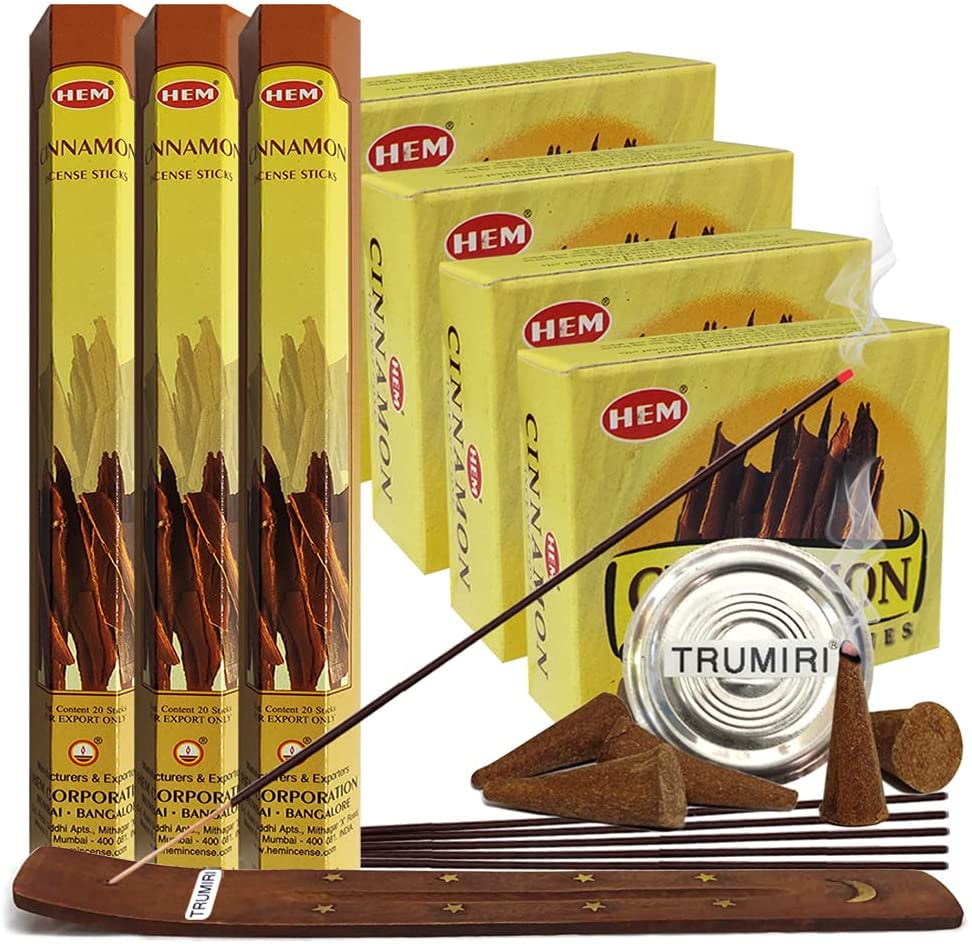 Cinnamon Incense sticks and cone incense holder variety pack bundle ...