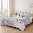 3 Pieces King Quilt Set,Purple Flower Chrysanthemum Soft Bedding Sets ...