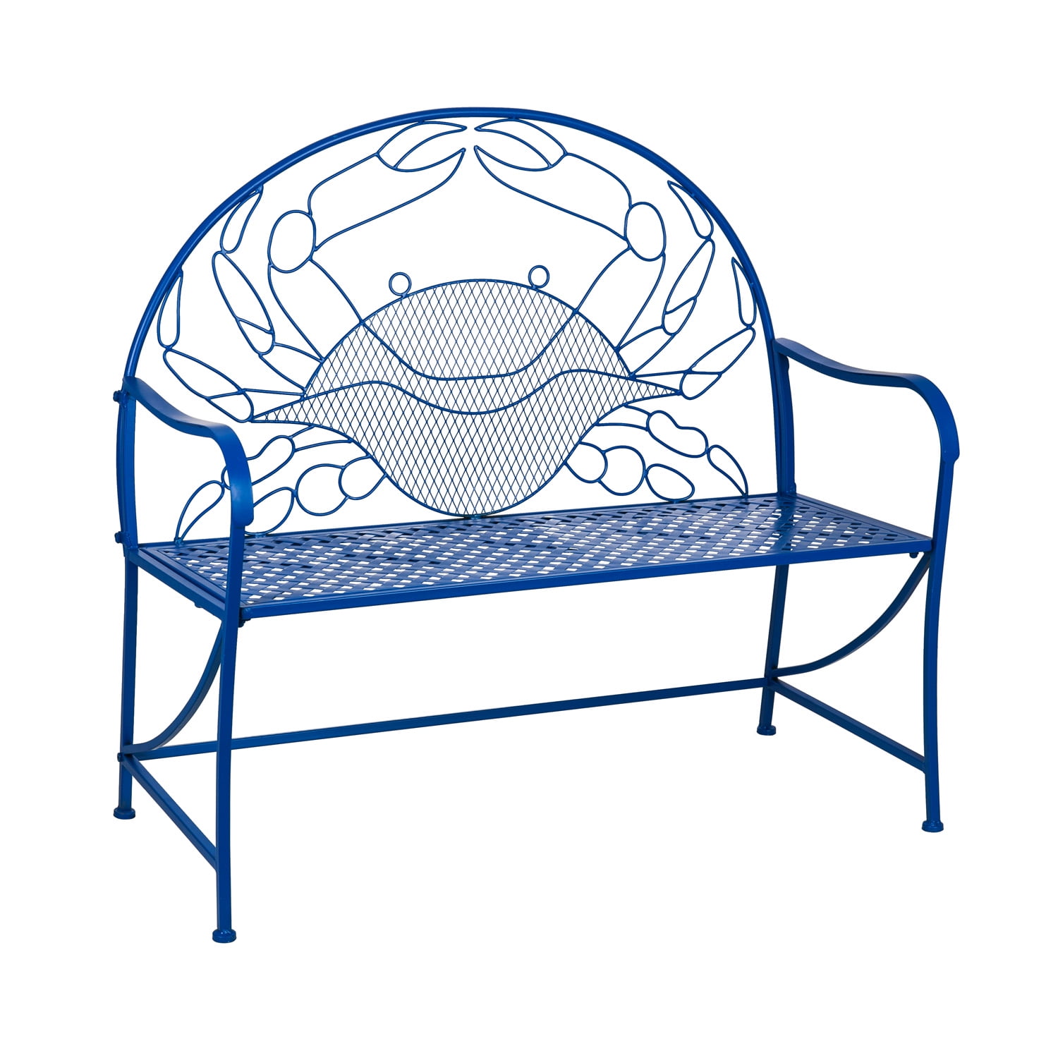 Evergreen Blue Crab Metal Garden Bench, 45''x 21.3'' x 41.5'' inches ...