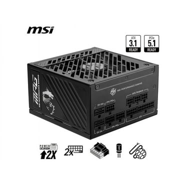 MSI - MPG A1250GS PCIE5, 80+ Gold Full Modular Gaming PSU, Dual 12V-2x6 ...