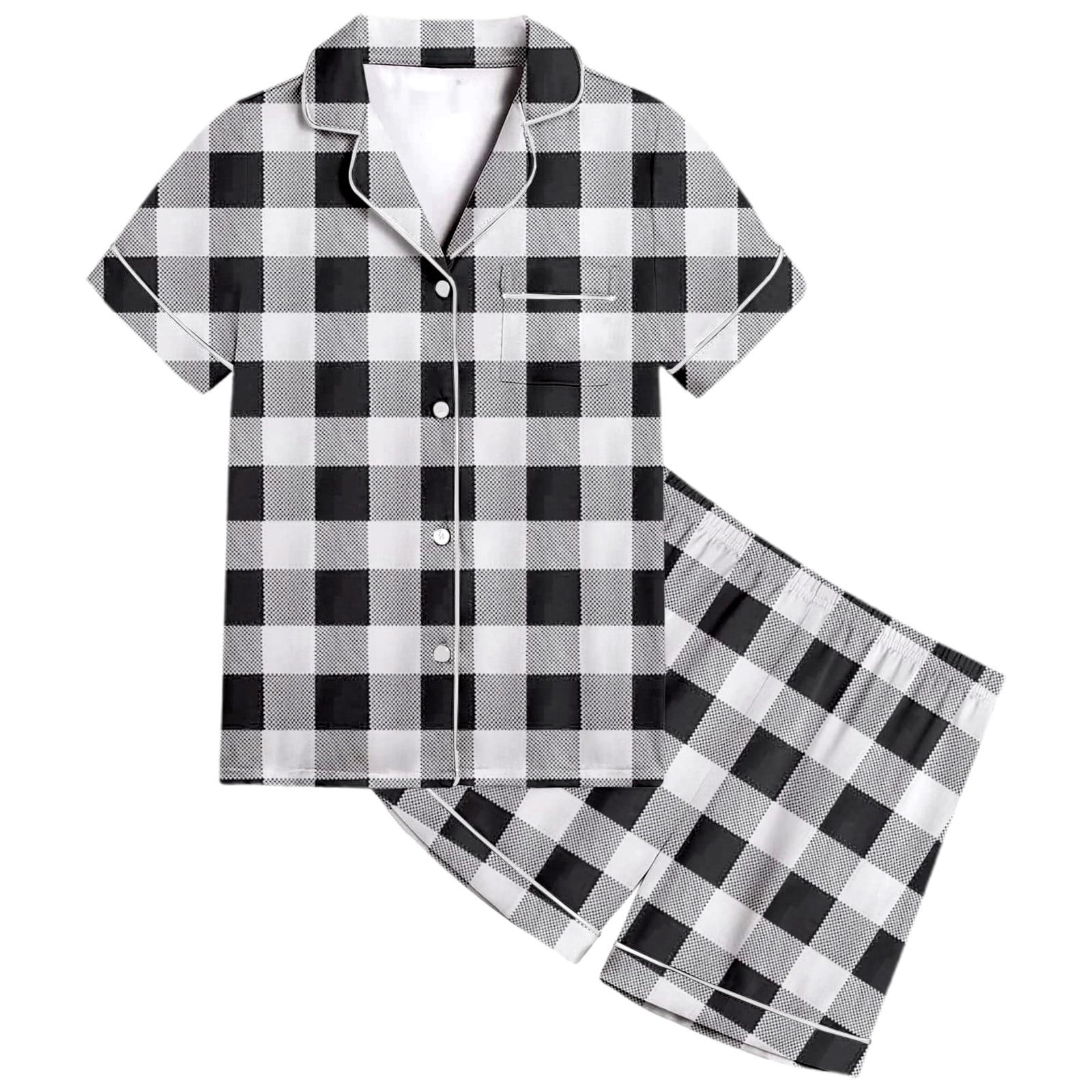 Click here for Hiiyo Big Girls Plaid Pajama Sets Short Sleeve But... prices