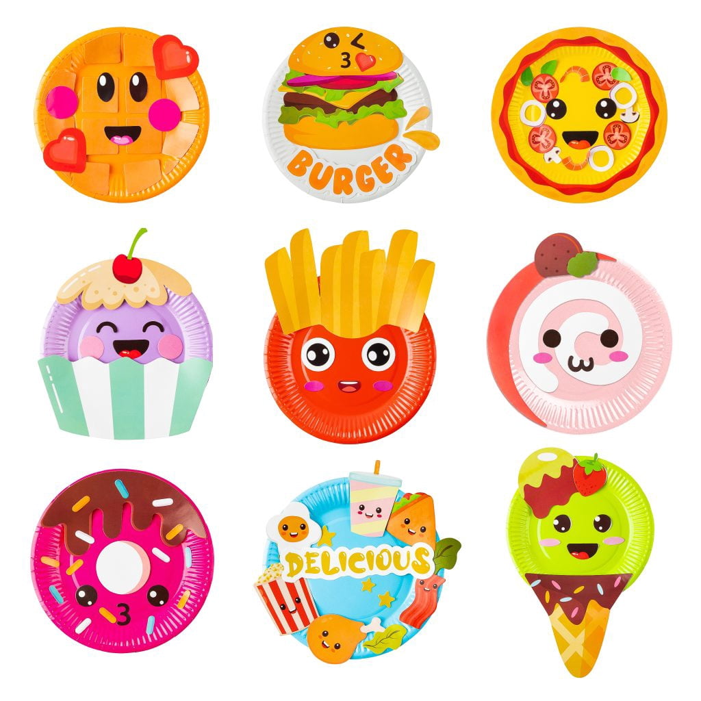 MALLMALL6 Food Themed Paper Plate Art Kits for Kids DIY 9Pcs - Walmart.com