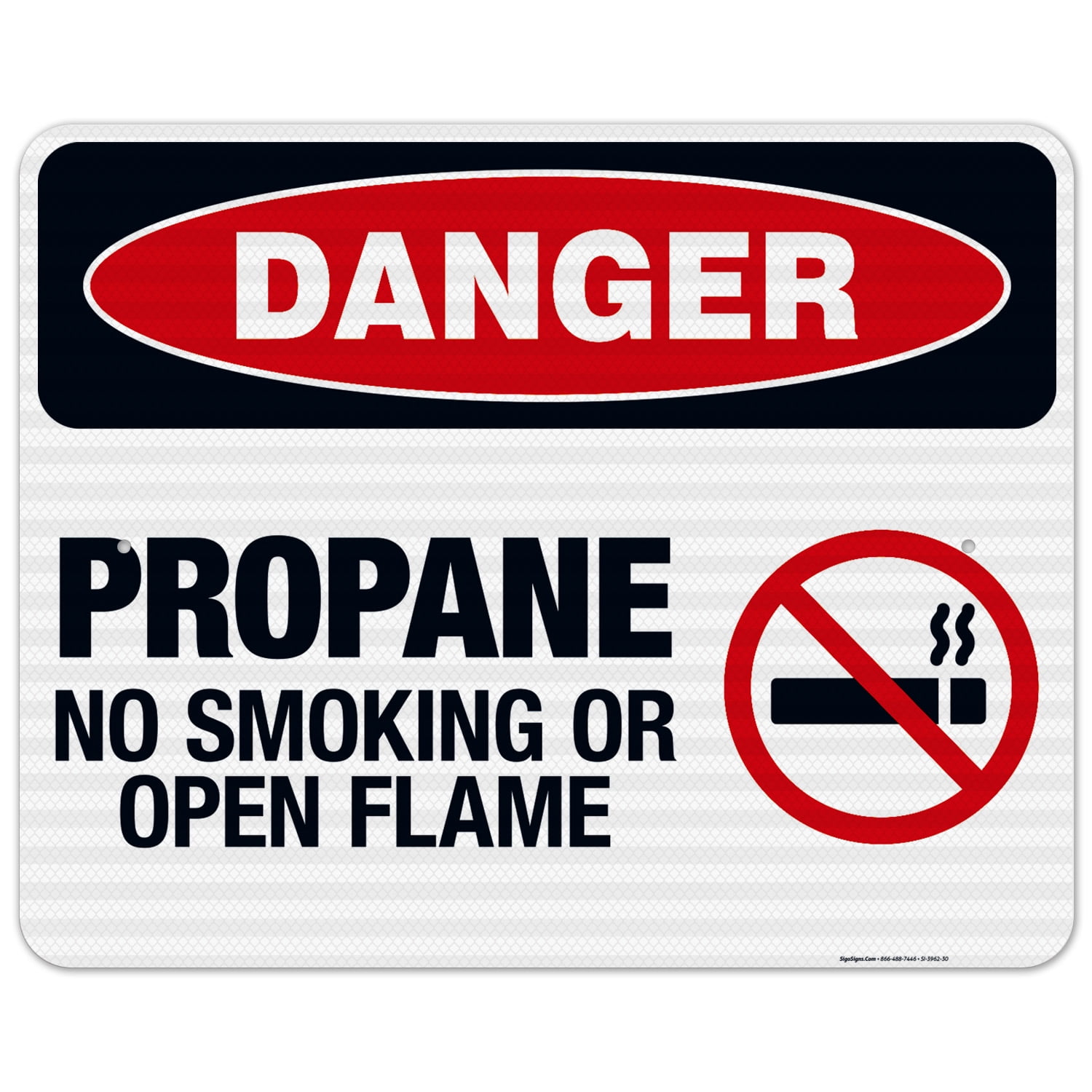 Danger Propane No Smoking Or Open Flame Sign, OSHA Danger Sign, 24x30 ...