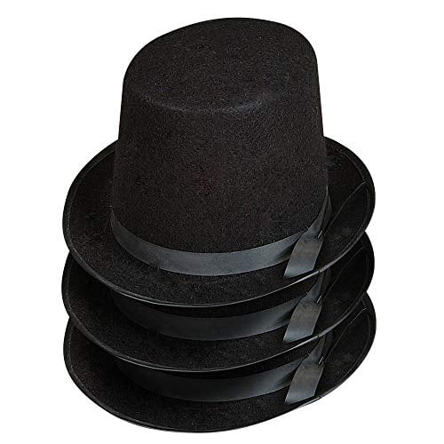 ArtCreativity Black Felt Top Hats for Kids and Adults, Pack of 3, Slash ...