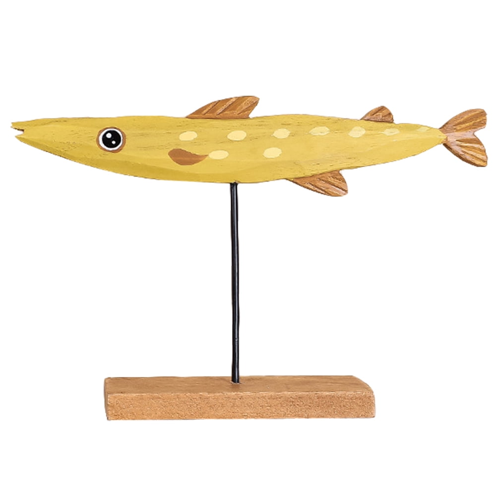 Fish Decor Nautical Wooden Table Beach Statue Sculpture Coastal ...