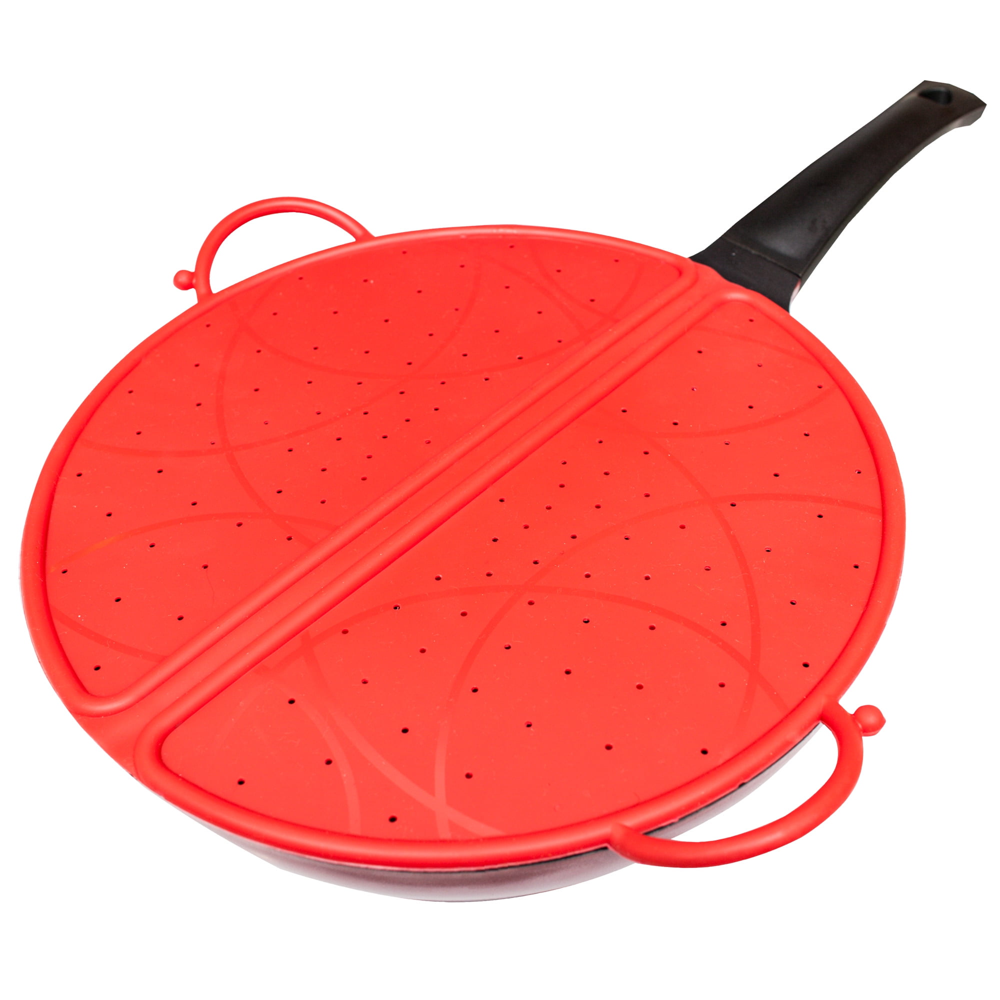 Splatter Screen Pan Guard Frying Bacon Grease Oil Red Silicone Gaurd ...