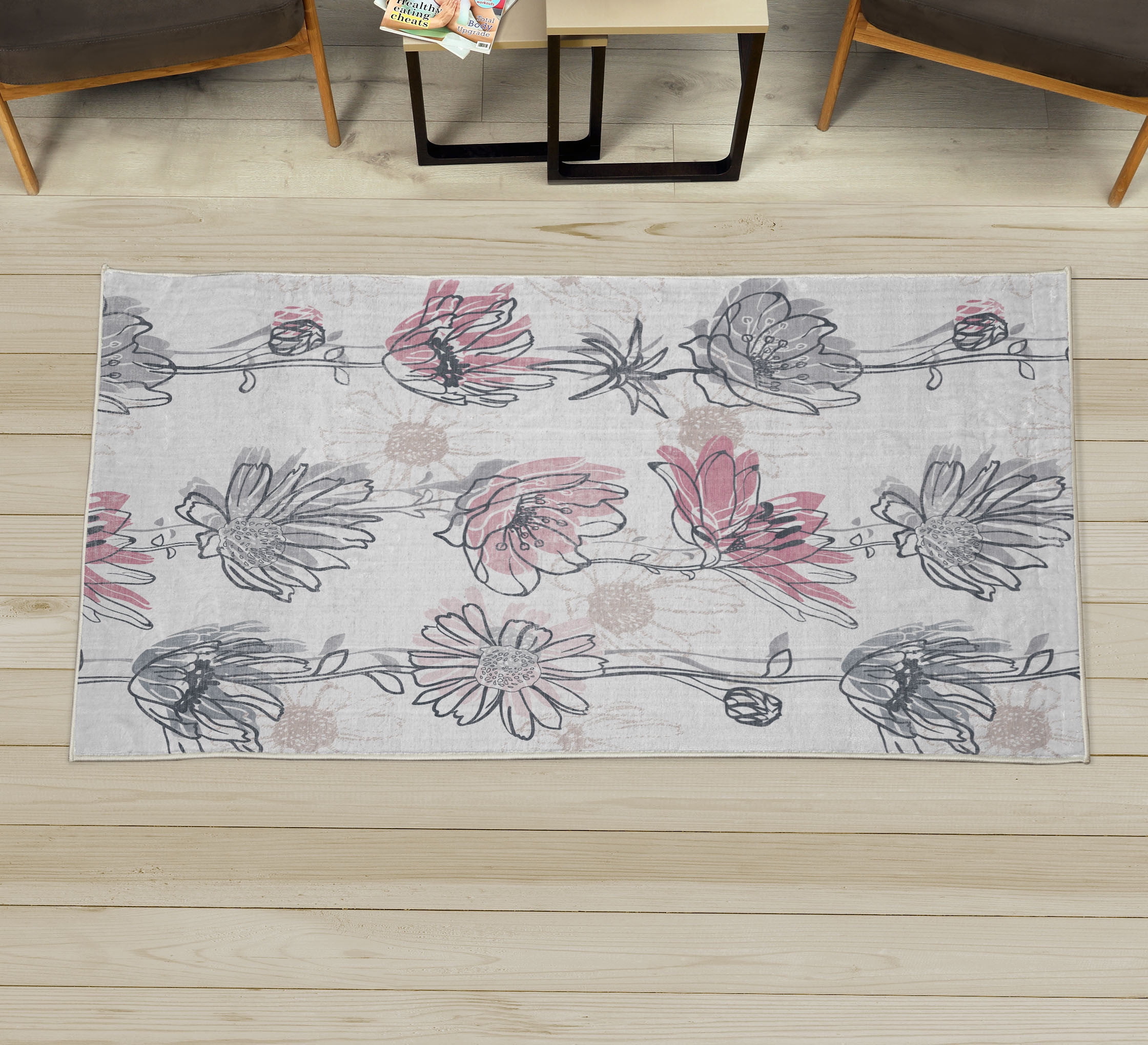 Spring Decorative Rug, Season of New Hopes Petals Blossoms Summer ...