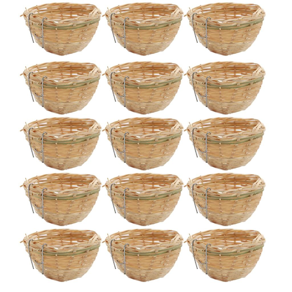 15pcs Handmade Bamboo Wicker Canary Nest Pans Small Bird Nest Boxes ...