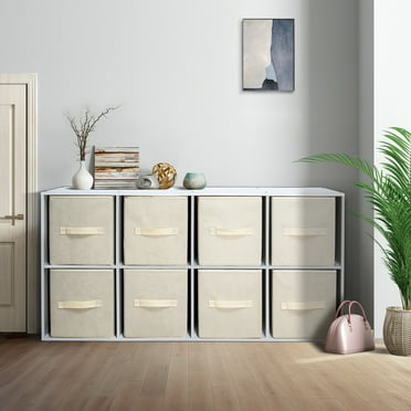 Baokaler 8-Cube Organizer with 8 Fabric Bins,Engineered Wood Bookcase ...