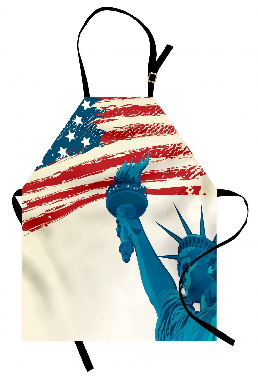 American Flag Apron Statue of Liberty Form over States Flag Murky Lines ...