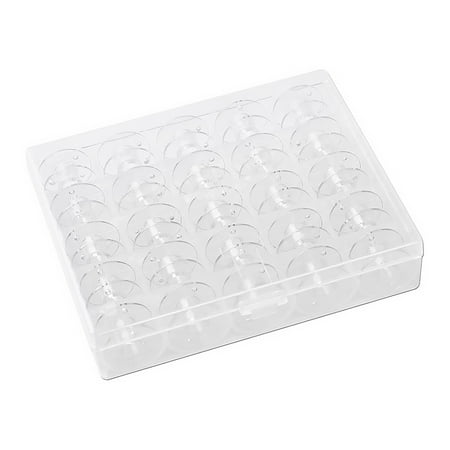 fashionhome Transparent Bobbin Storage Case with 25Pcs Bobbins Sewing ...