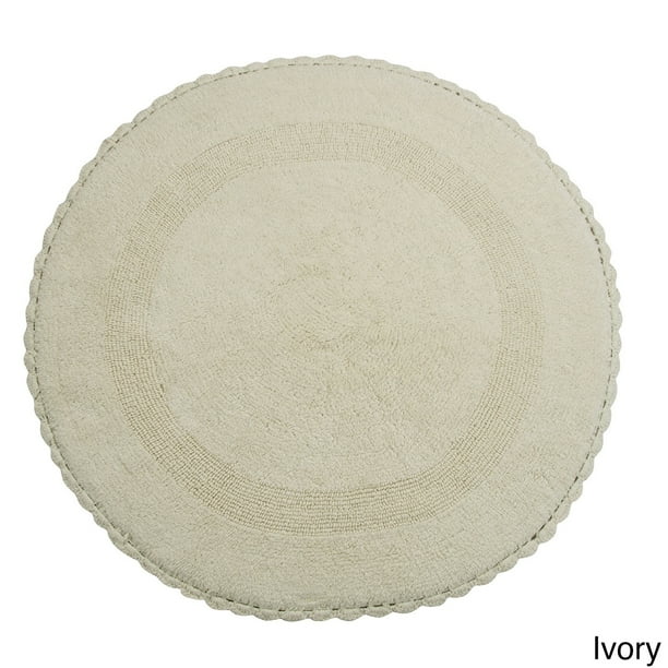Saffron Fabs Bath Rug 36" Round Reversible Hand Woven Crochet Lace ...