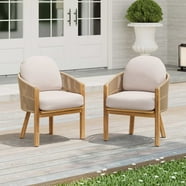 Thalina Modern Outdoor Patio Rope Weave Dining Chairs with Cushion ...