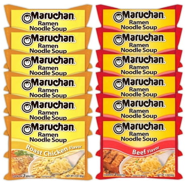 Maruchan Ramen Instant Noodle Soup Variety, 2 Flavors - 12 Packs Roast ...
