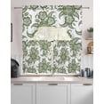Abstract Paisley Pattern Swag and Tier Curtains Set Retro Green Ethnic ...