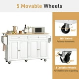 ANPOO 63" Movable Kitchen Island with Drop Leaf and Power Outlet ...