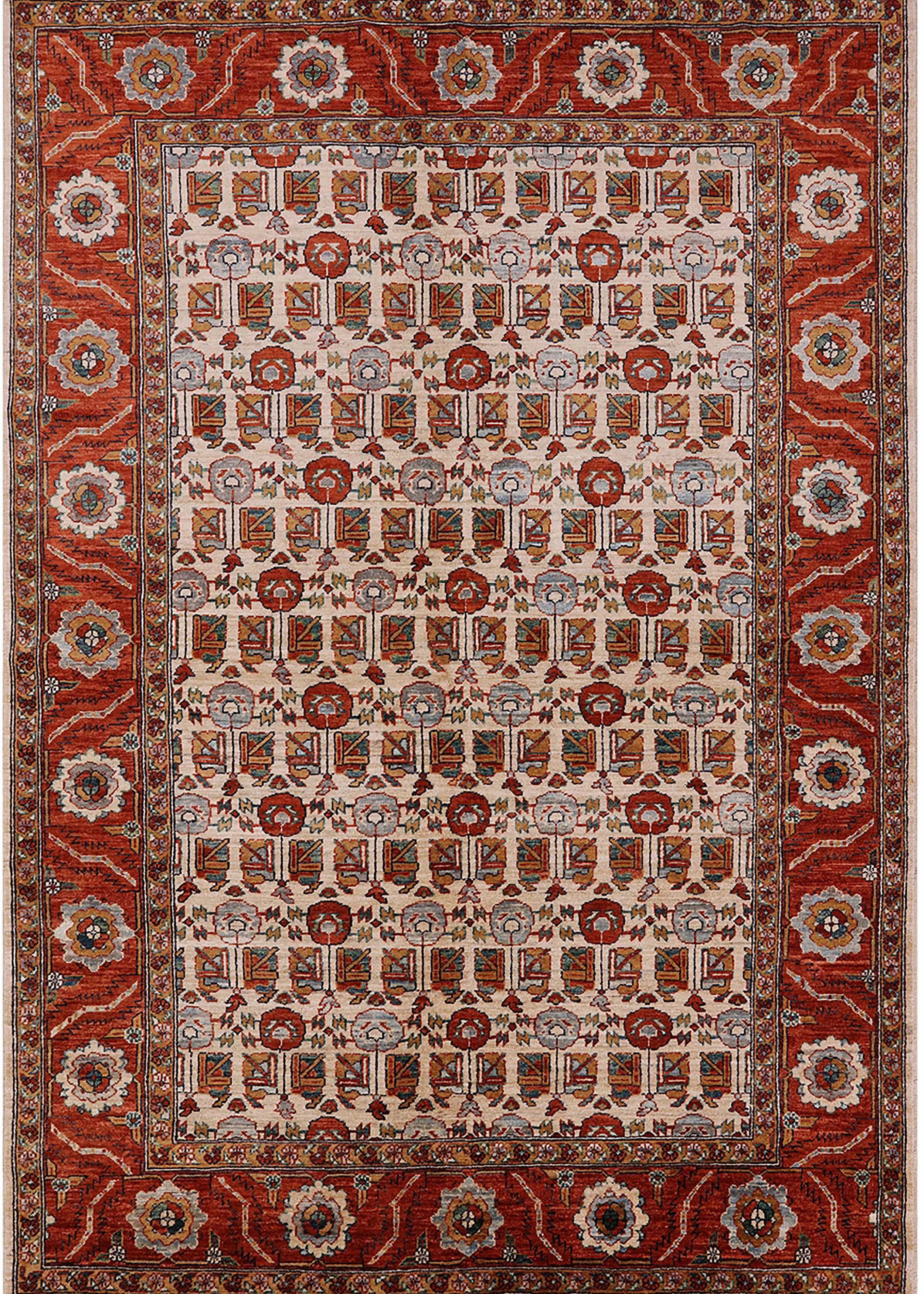 Ahgly Company Indoor Rectangle Mid-Century Modern Red Oriental Area ...