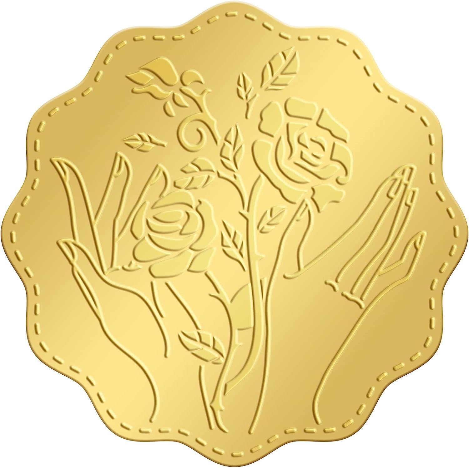 2 Gold Foil Sticker Hand and Roses 100pcs Certificate Seals Gold ...