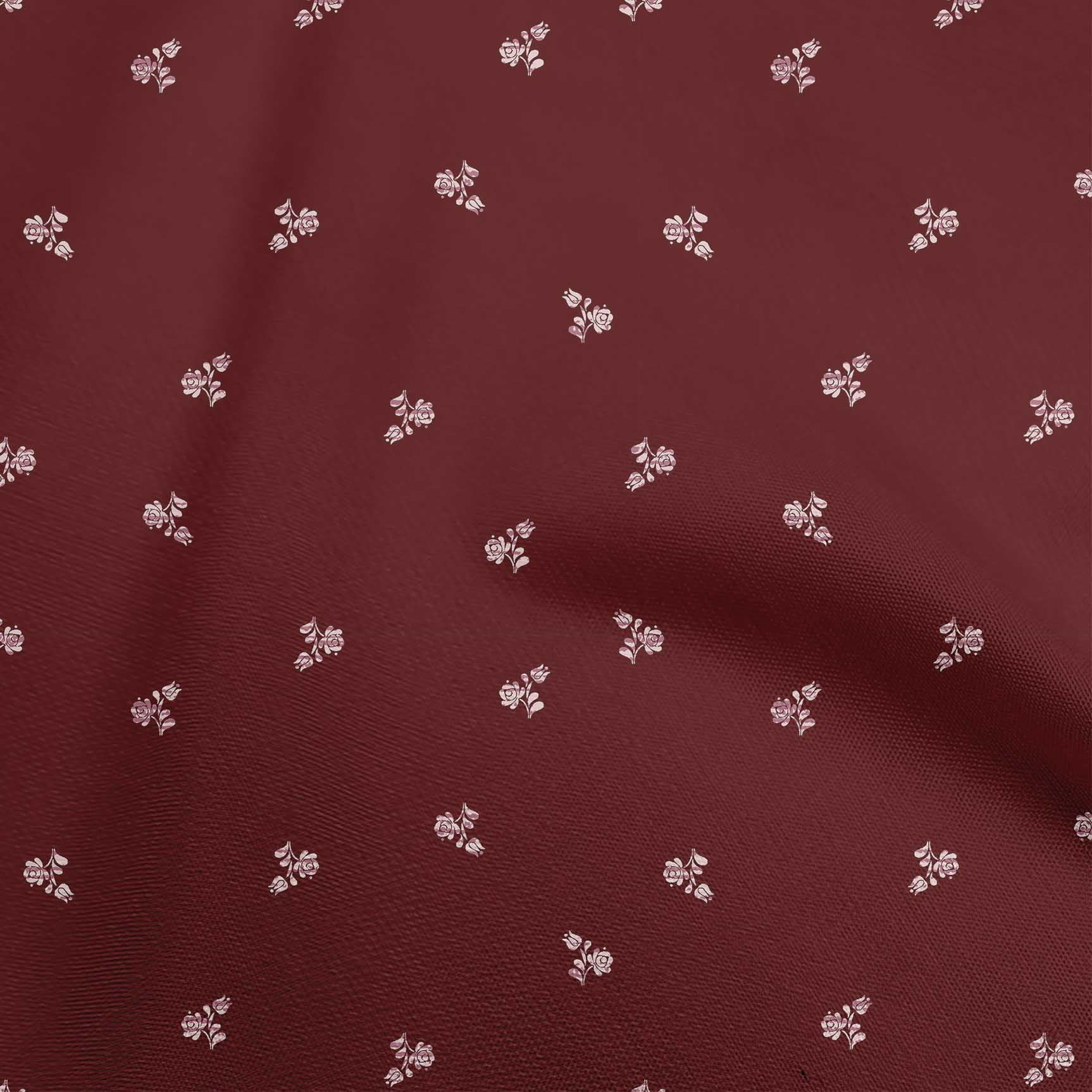oneOone Velvet Maroon Fabric Floral Ditsy Sewing Material Print Fabric ...