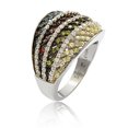 Sterling Silver Cubic Zirconia Multi-Color Pave Ring - Walmart.com