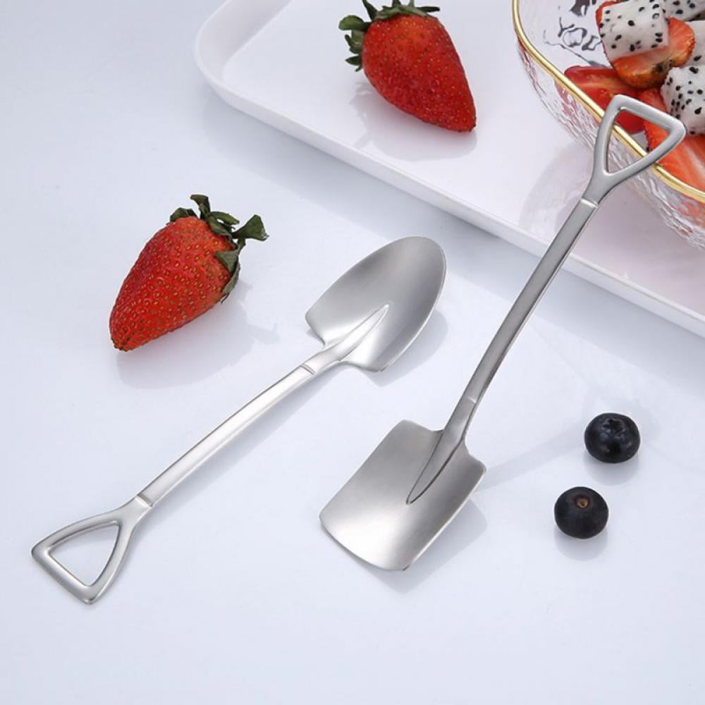 304 Stainless Steel Shovel Spoon Cute Engineer Flat Pointed Shovel Spoon Eat Dessert Cake Ice ...