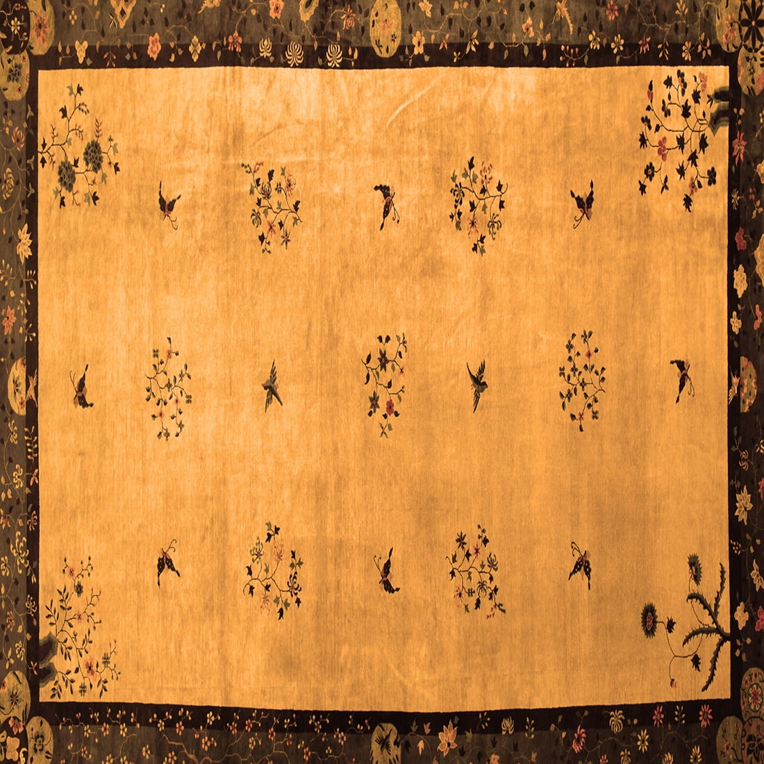 Ahgly Company Indoor Square Oriental Orange Asian Inspired Area Rugs, 5 ...
