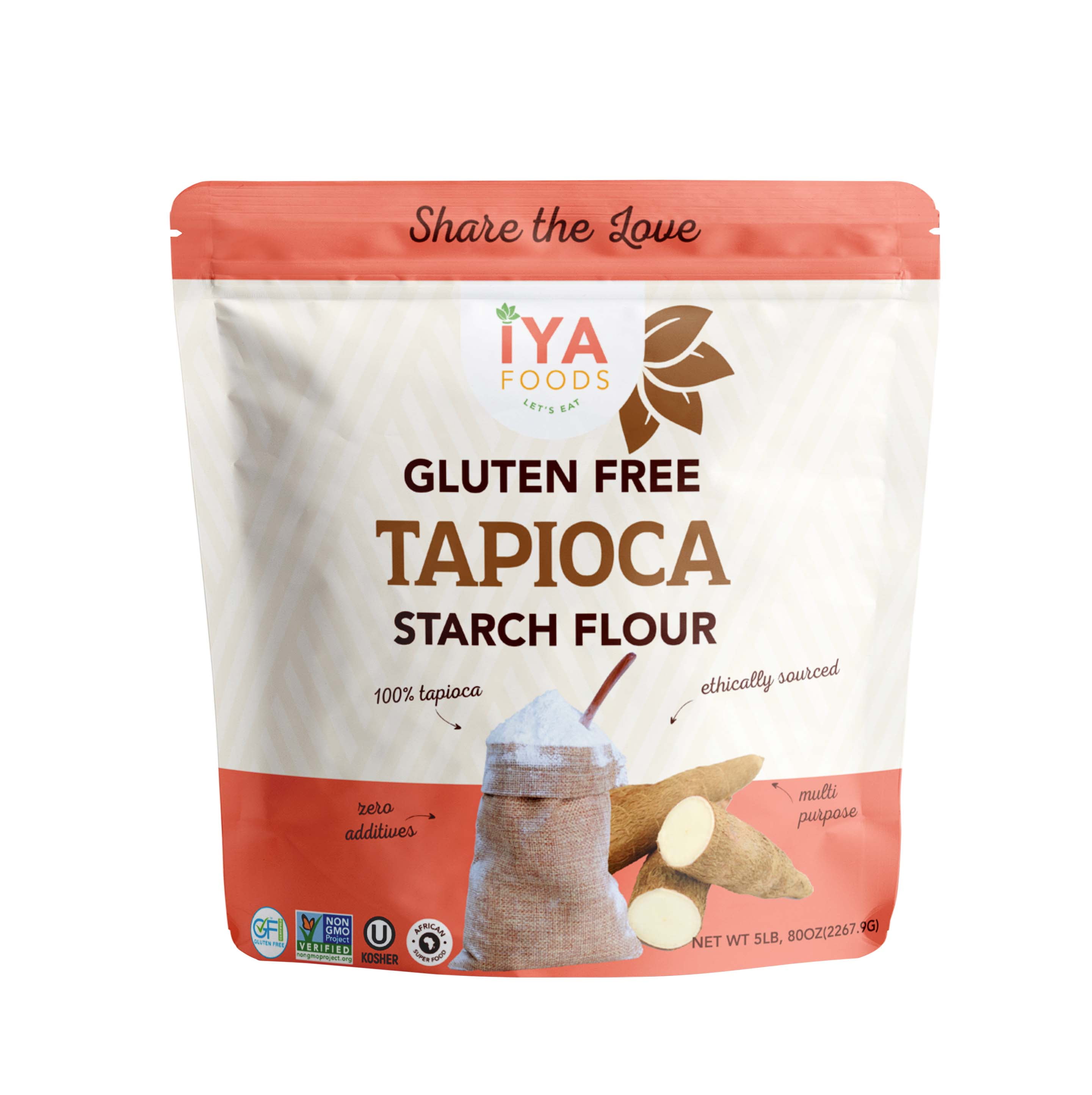 Iya Foods All-Natural Tapioca Flour Starch 5 lbs. Bag | Certified ...