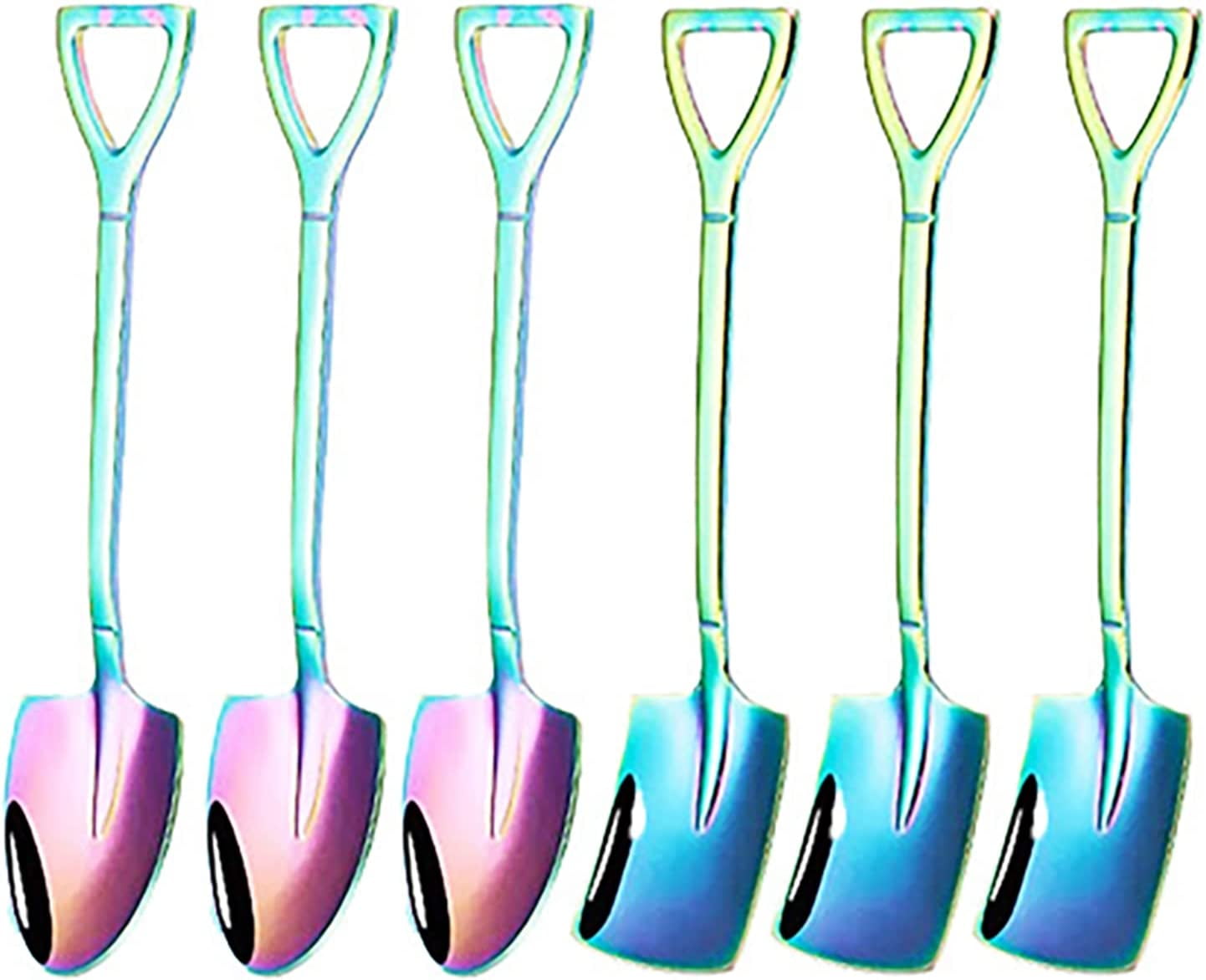 Dessert Spoon Set, 6 Pcs 15cm Stainless Steel Square Shovel Spoon and ...