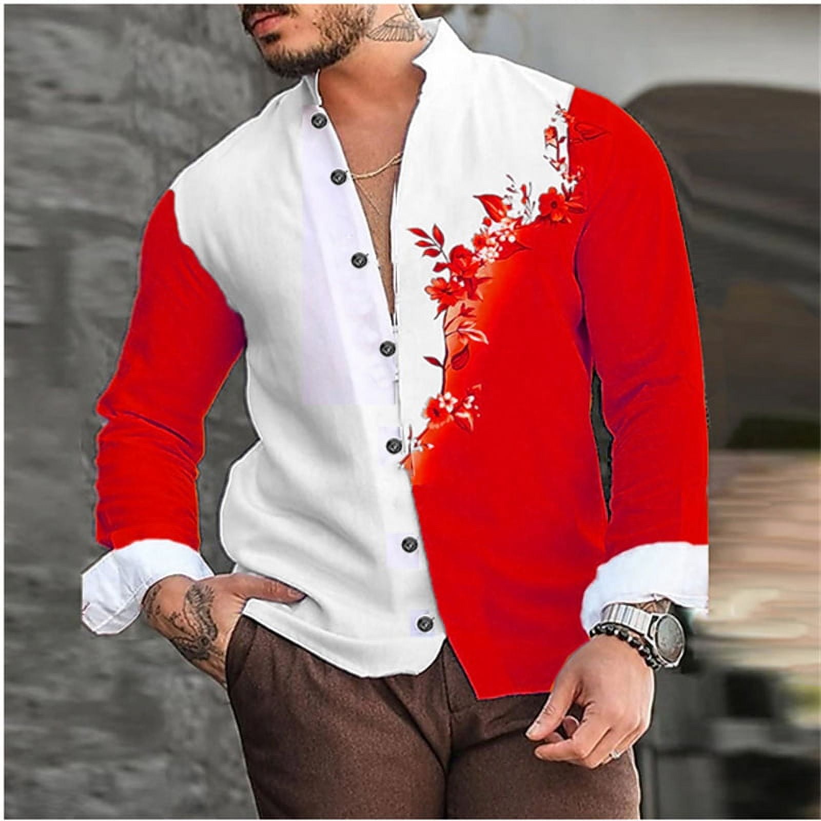 Camisas de hombre de moda casual con botones y estampado floral a juego ...