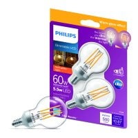 Philips LED 60-Watt G16.5 Decorative Globe Light Bulb, Clear Soft White ...