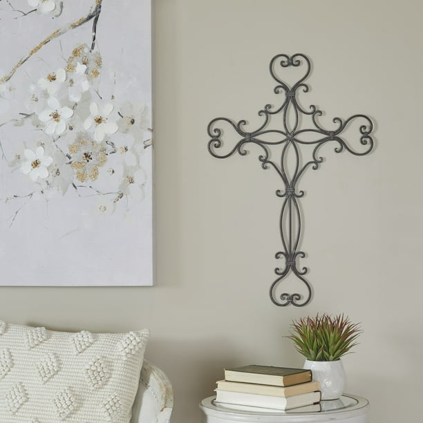 DecMode Black Metal Scroll Cross Wall Decor - Walmart.com