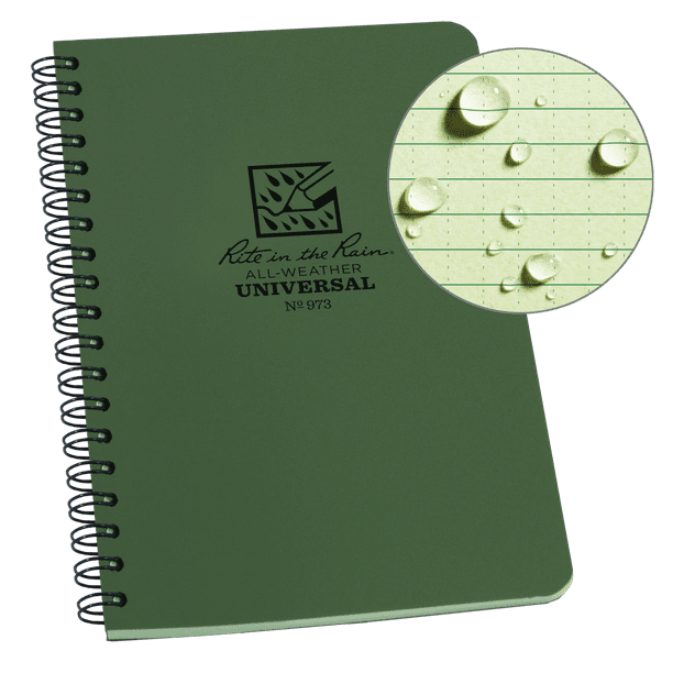 Rite in the Rain Weatherproof Side Spiral Notebook, 4.625" x 7", Green ...