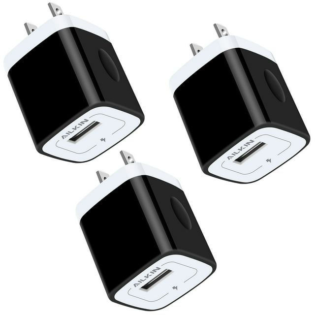 AILKIN Wall Charger Block,USB Charger Adapter,5V/1A/3Pack Wall Charger ...