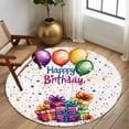 Happy Birthday Round Area Rug 6 FT, Non Slip Bedroom Rugs, Colorful ...