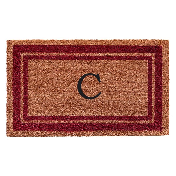 Burgundy Border Monogram Doormat (Letter C) - Walmart.com