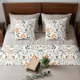 Bed Runner for Cal King Size Bed, Green Orange Eucalyptus 3 Pcs Bedding ...