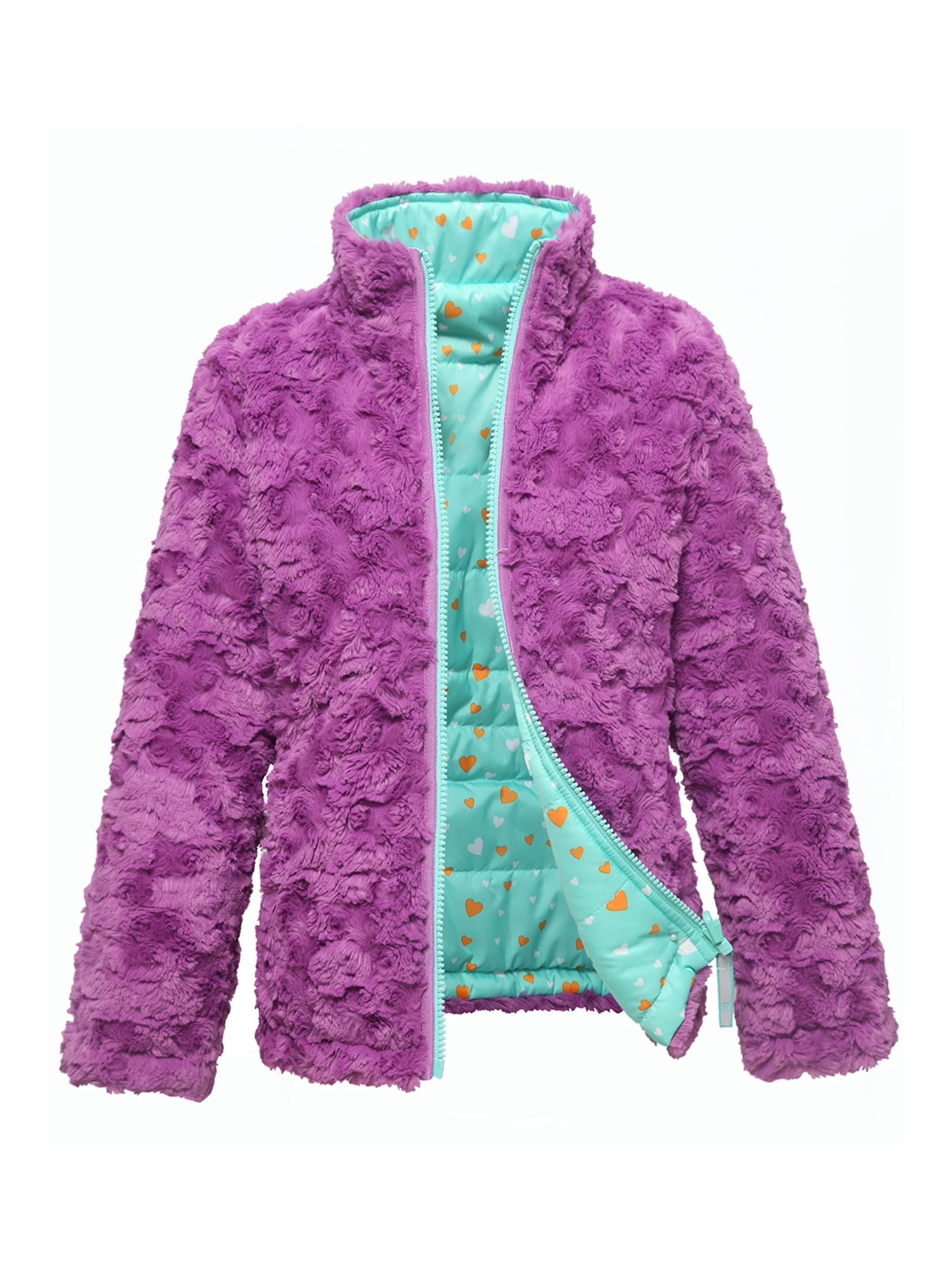 Rokka&Rolla Girls' Reversible Sherpa Fleece Jacket Puffer Coat, Sizes 4 ...