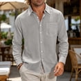 Abomasnow Men's Cotton Linen Shirts Button Down Long Sleeve Collared ...