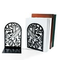 2Pcs Hollow Book Ends for Shelves Heavy Duty Metal Bookends Hollowed ...