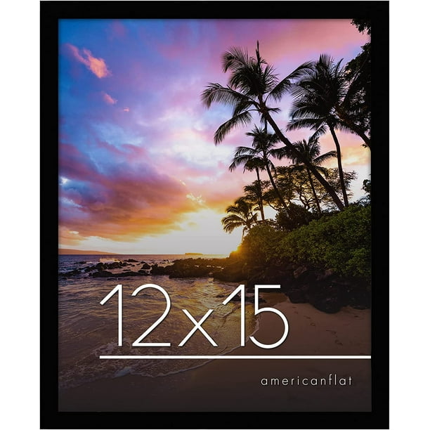 Americanflat 12x15 Picture Frame in Black - Composite Wood with Shatter ...