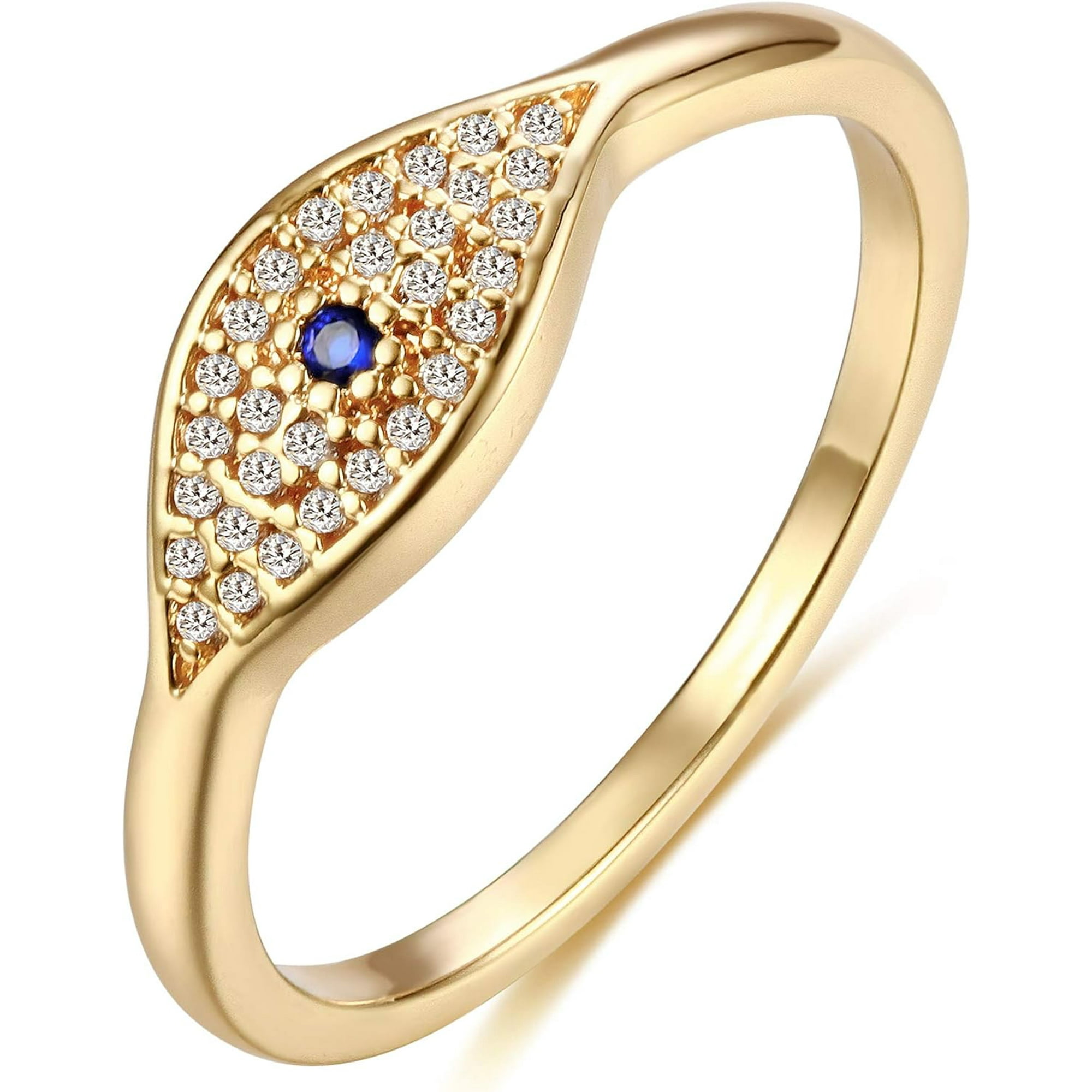 Click here for Gfdyree Dainty Gold Evil Eye Ring 14k Gold Plated... prices
