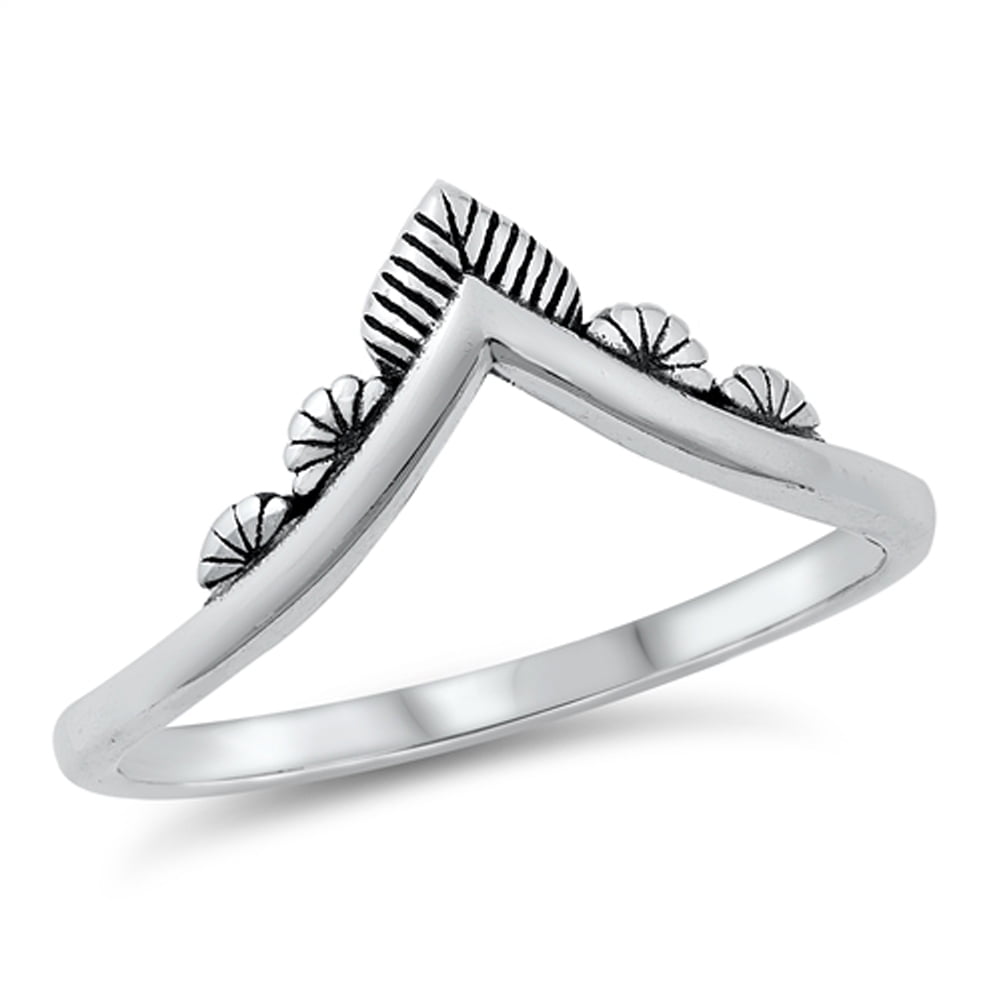 Chevron V Shape Bali Ring .925 Sterling Silver Band Jewelry Female Male ...