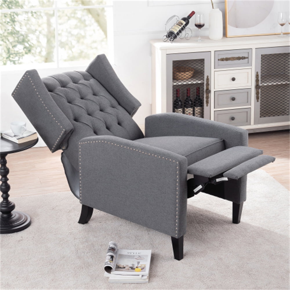 Arm Pushing Recliner Chair, Modern Button Tufted Wingback Manual Push ...