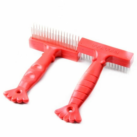 Flmtop Stainless Steel Pins Double Rows Pet Slicker Brush Cats Dog Rake ...