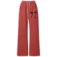 Girls Denim Pants Straight Leg Classic Versatile Linen Pants,Brick Red ...