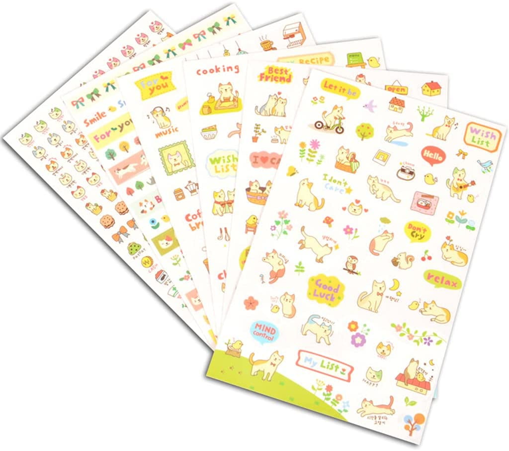 Papercraft Aesthetic Sticker | Cute Stickers 6x Sheets/Pack Paper Stamp ...
