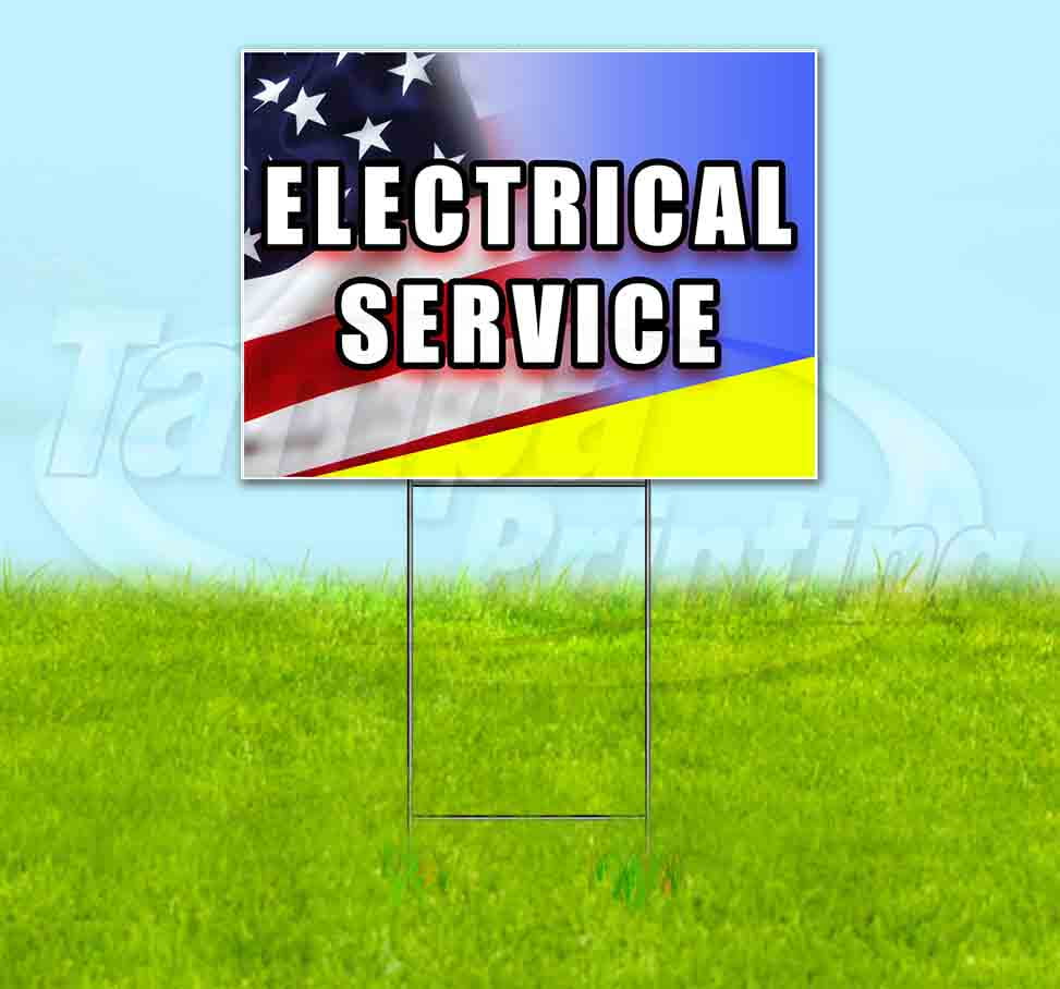 Electrical Service (18" x 24") Yard Sign, Includes Metal Step Stake ...