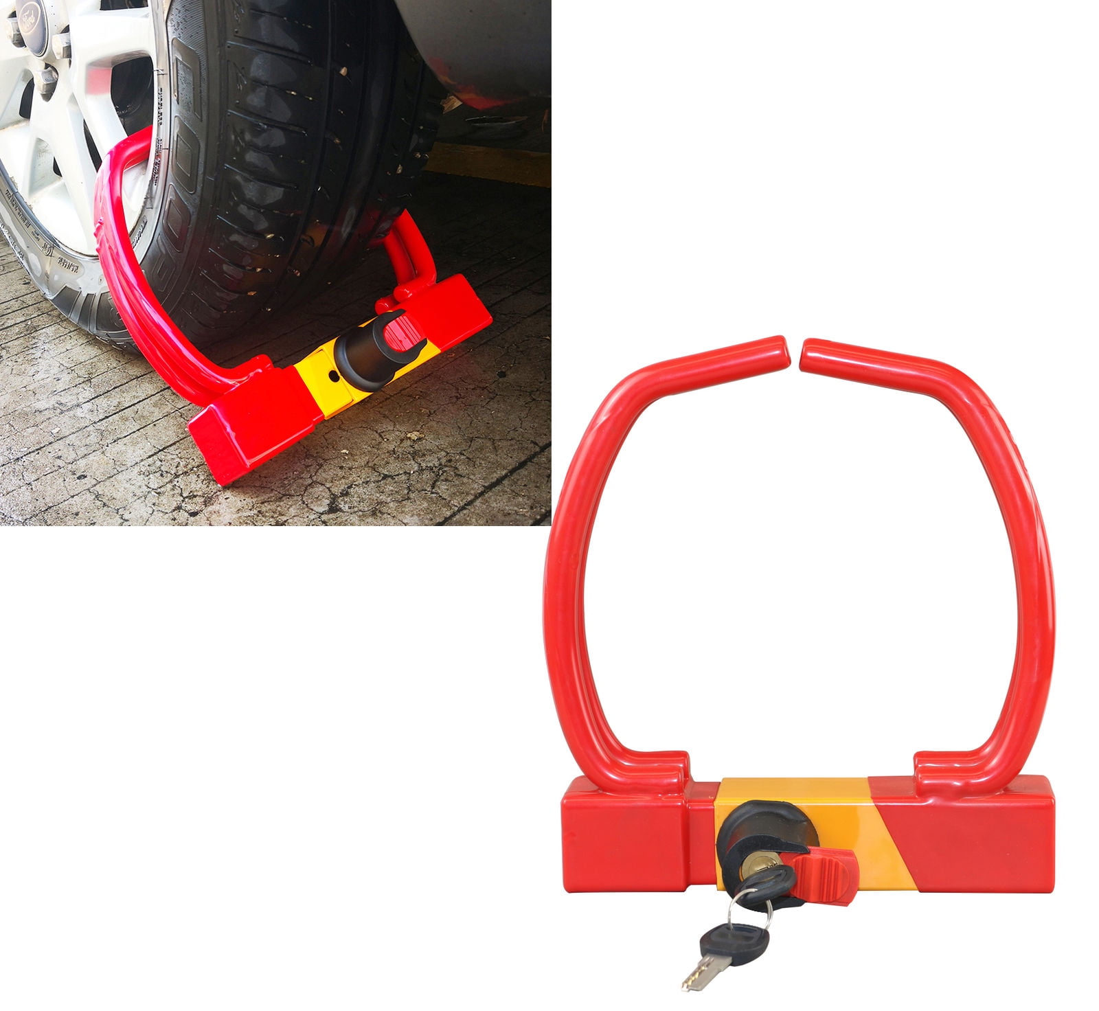 Red Universal Heavy Duty Security Anti-theft Wheel Clamp Max 12" Lock w ...