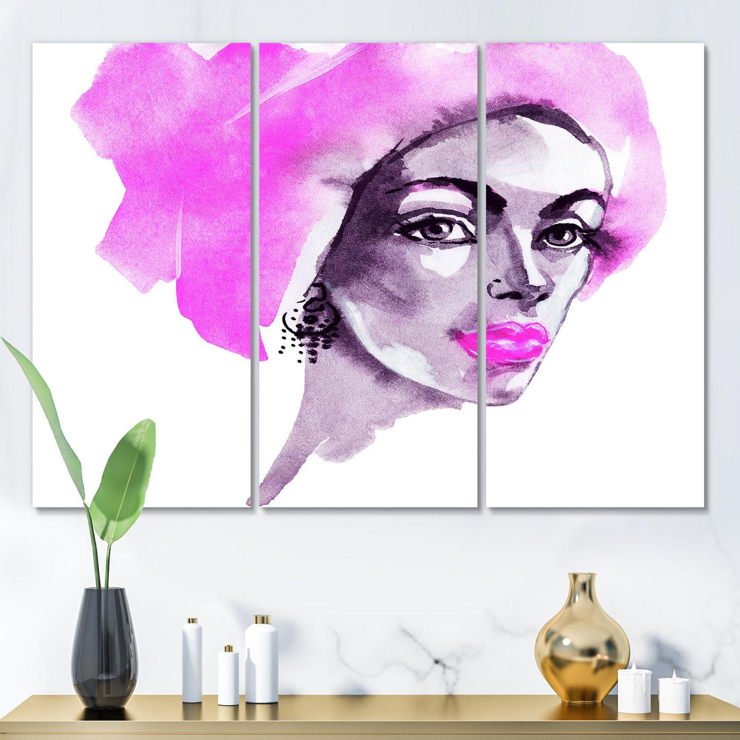 Click here for Designart Afro American Woman Fashion Portrait Can... prices